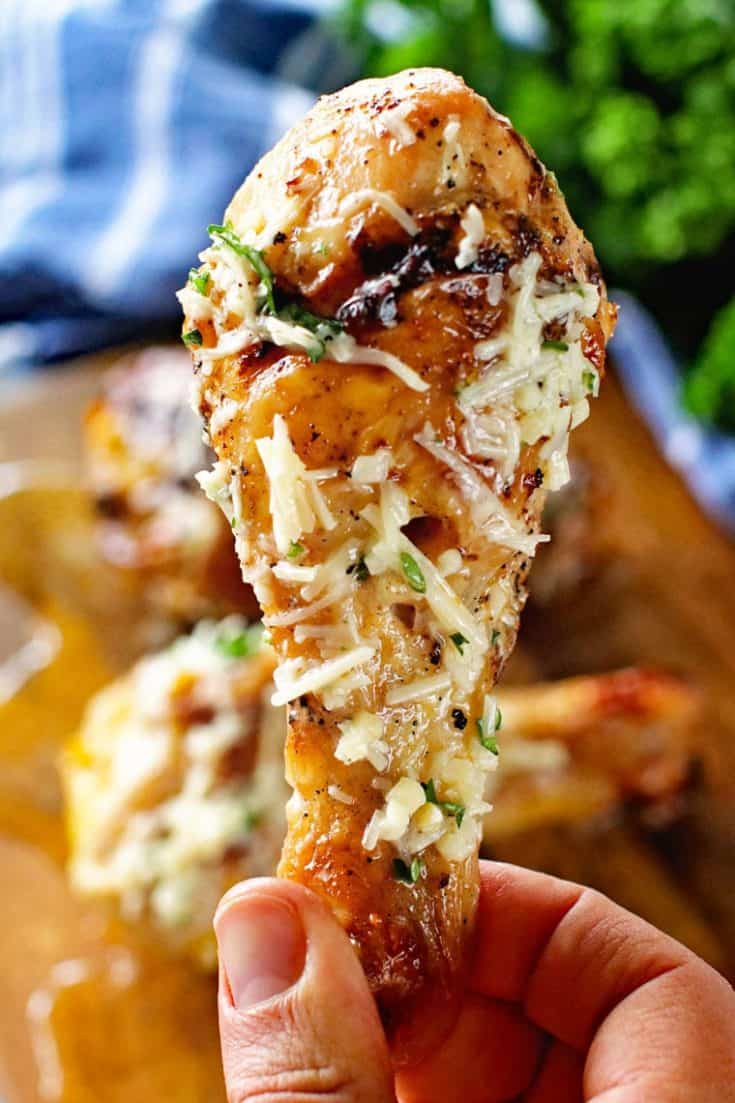 Garlic Parmesan Chicken Legs on the Grill - Gimme Some Grilling