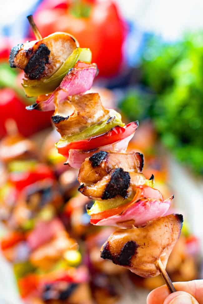 Asian Chicken Skewers - Gimme Some Grilling