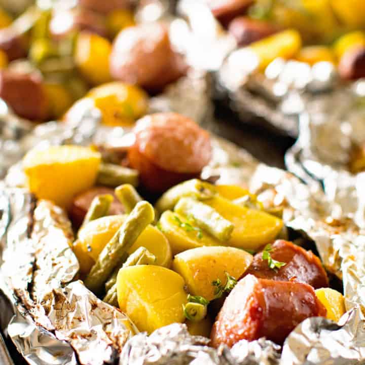 Vegetable & Sausage Foil Packets - Gimme Some Grilling