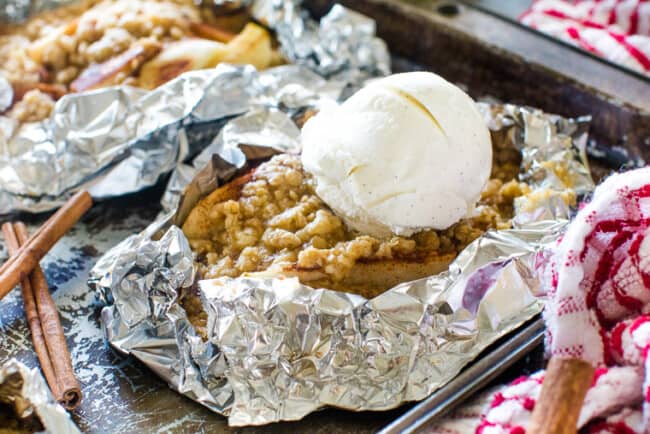 Campfire Apple Crisp Foil Packets - Gimme Some Grilling