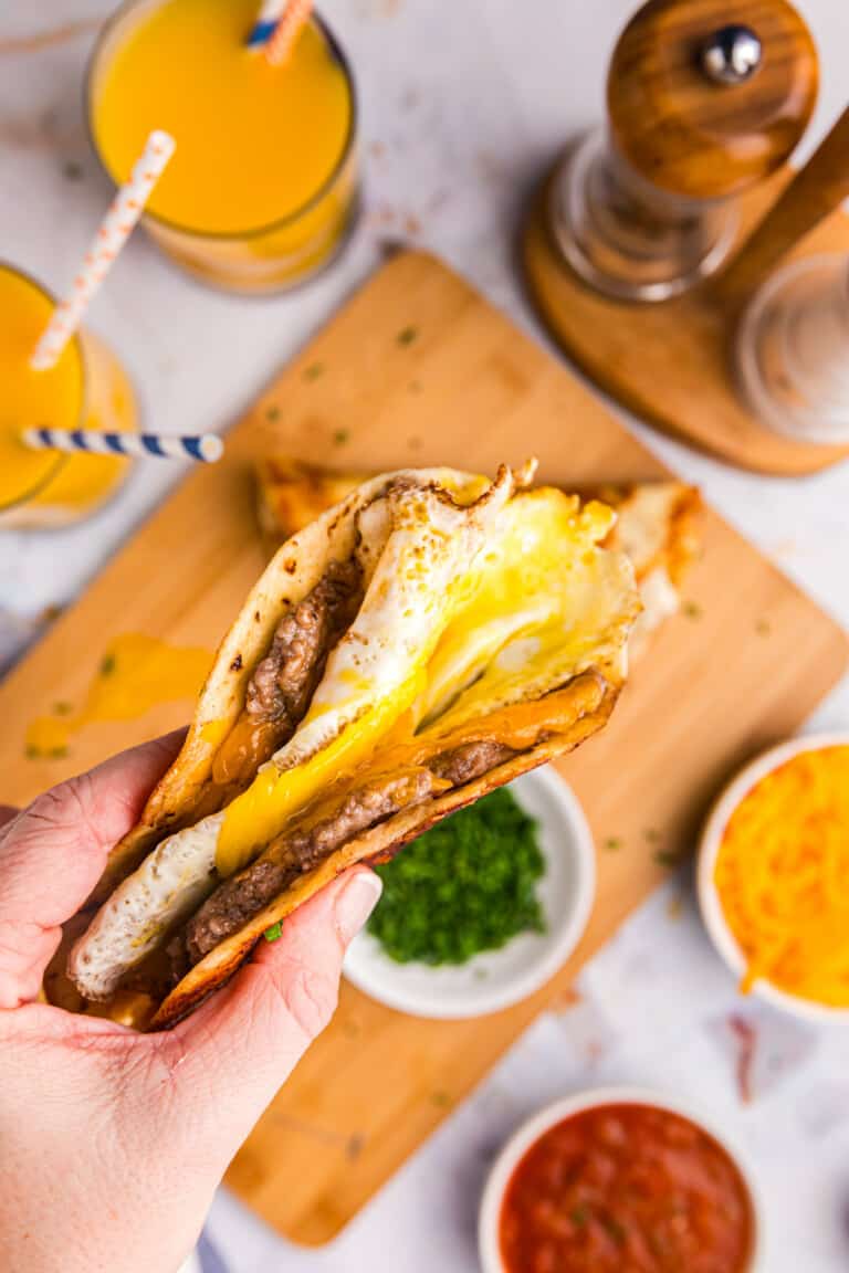 Smash Breakfast Tacos (Crispy, Cheesy, Ready Fast!) - Gimme Some Grilling