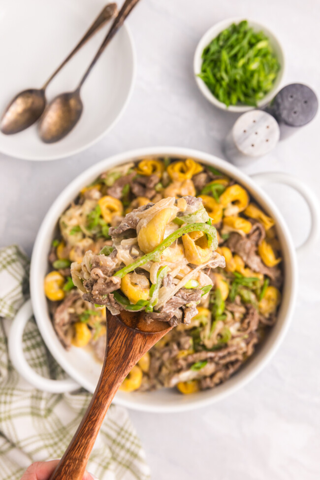 Blackstone Philly Cheesesteak Tortellini (Ready Fast!) - Gimme Some ...